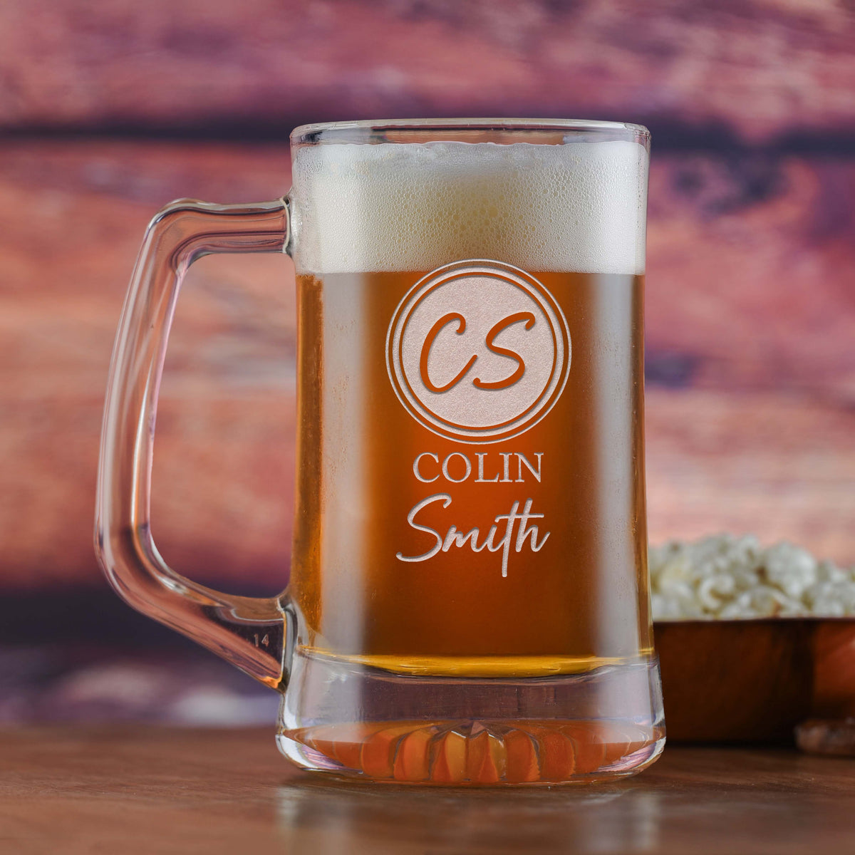 Two Monogram Beer Mug Gift | Crystal Imagery