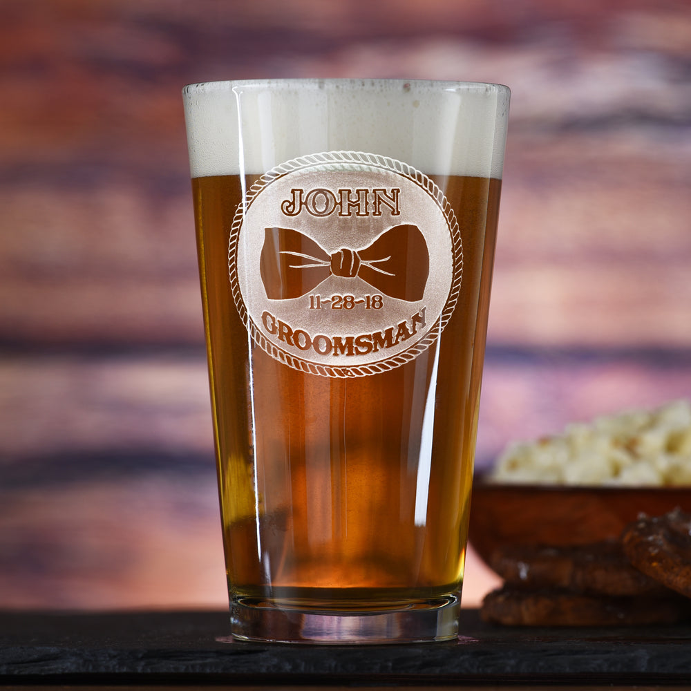 Groomsmen Pint Glasses, Personalized Beer Glasses for Groomsmen ...
