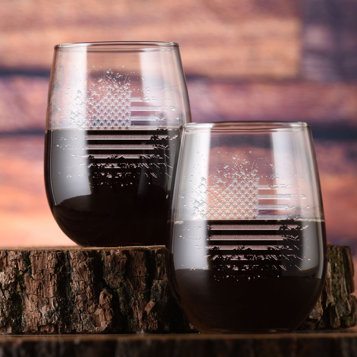 Custom American Flag Wine Glass Set | Patriotic Wine Glass– Crystal Imagery