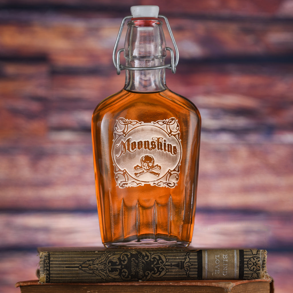 Skull & Bones Moonshine Flask, Engraved Gifts for Men