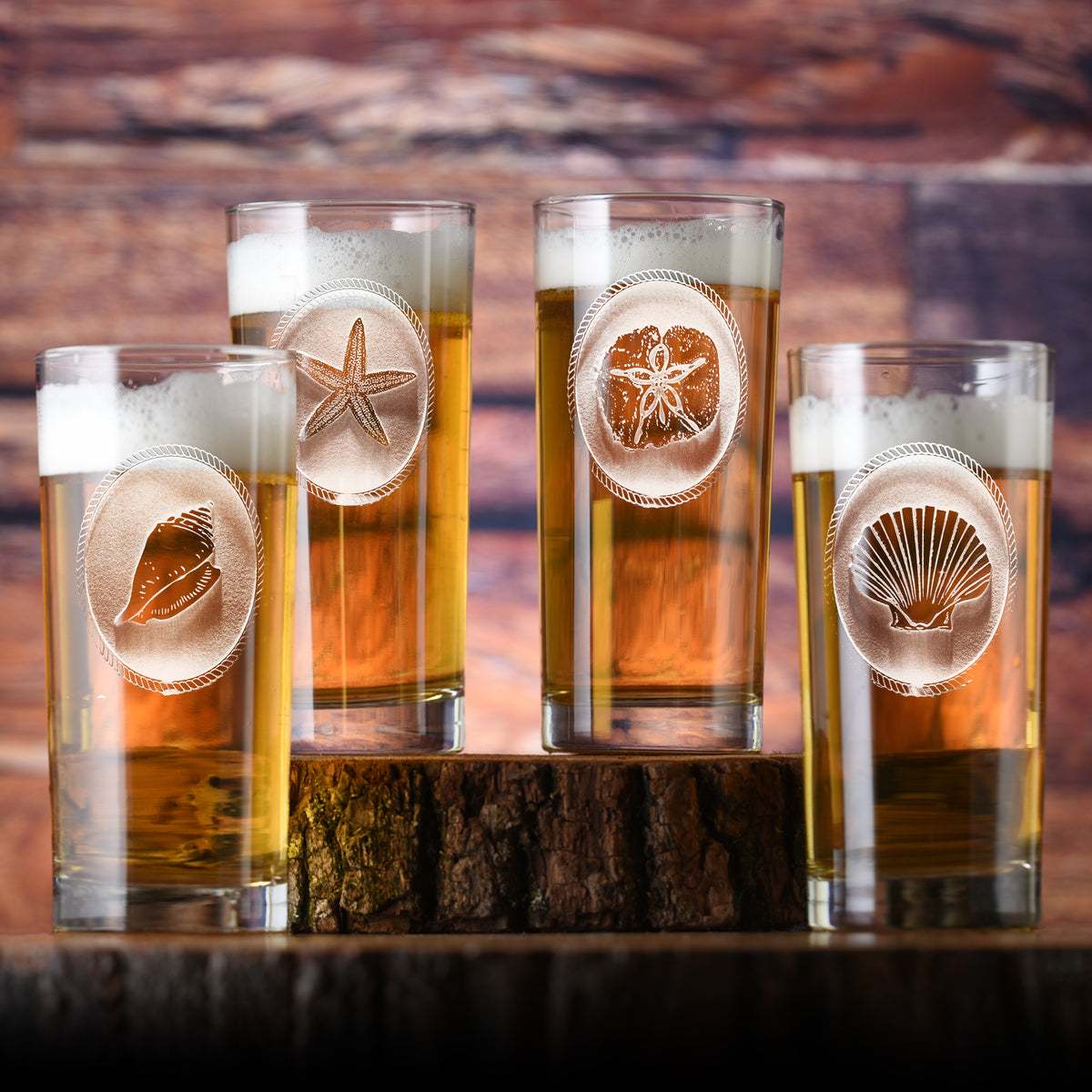 Beach Theme Highball Glasses - Engraved Cocktail Glasses– Crystal Imagery