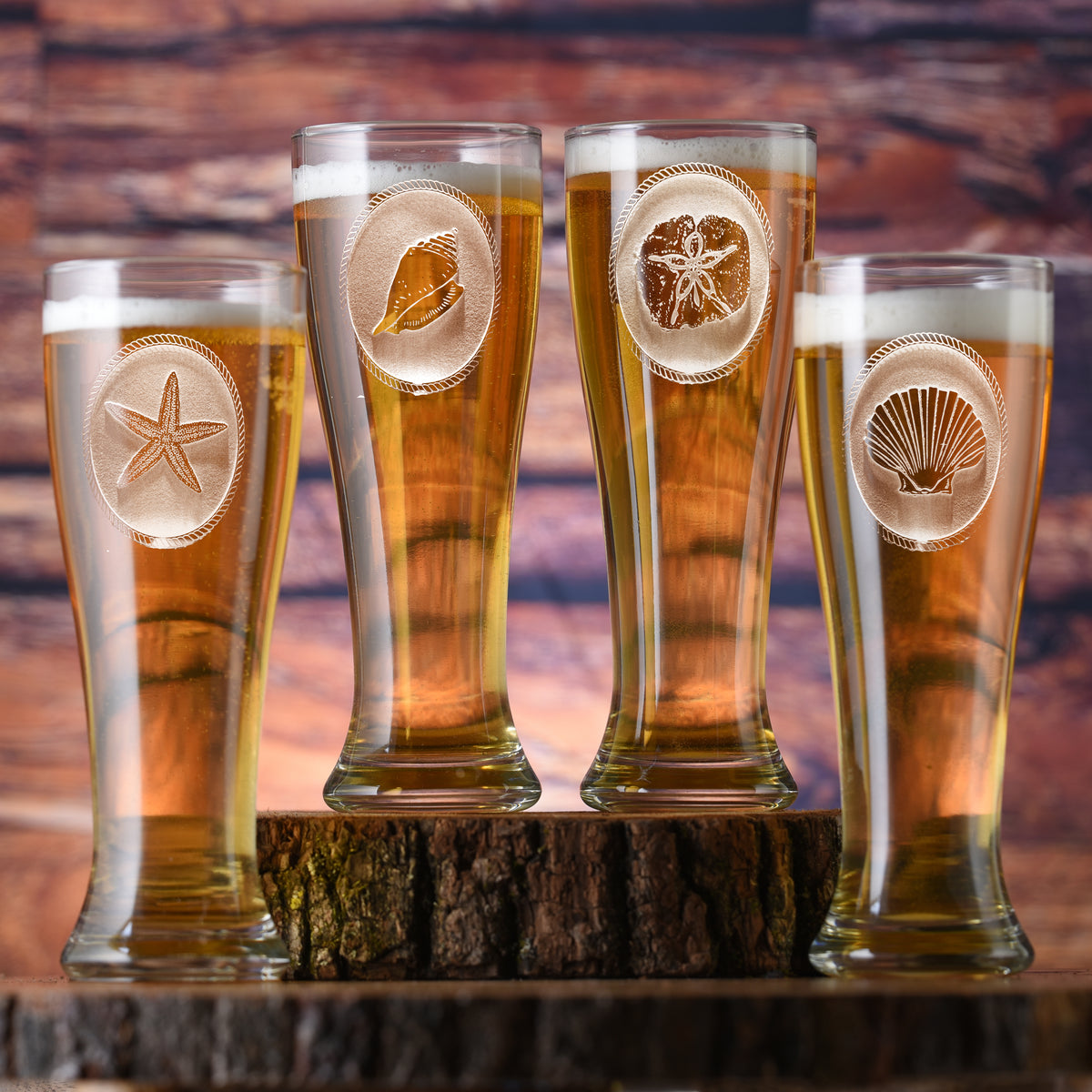 Beach Themed Pilsner Glassware Set | Crystal Imagery