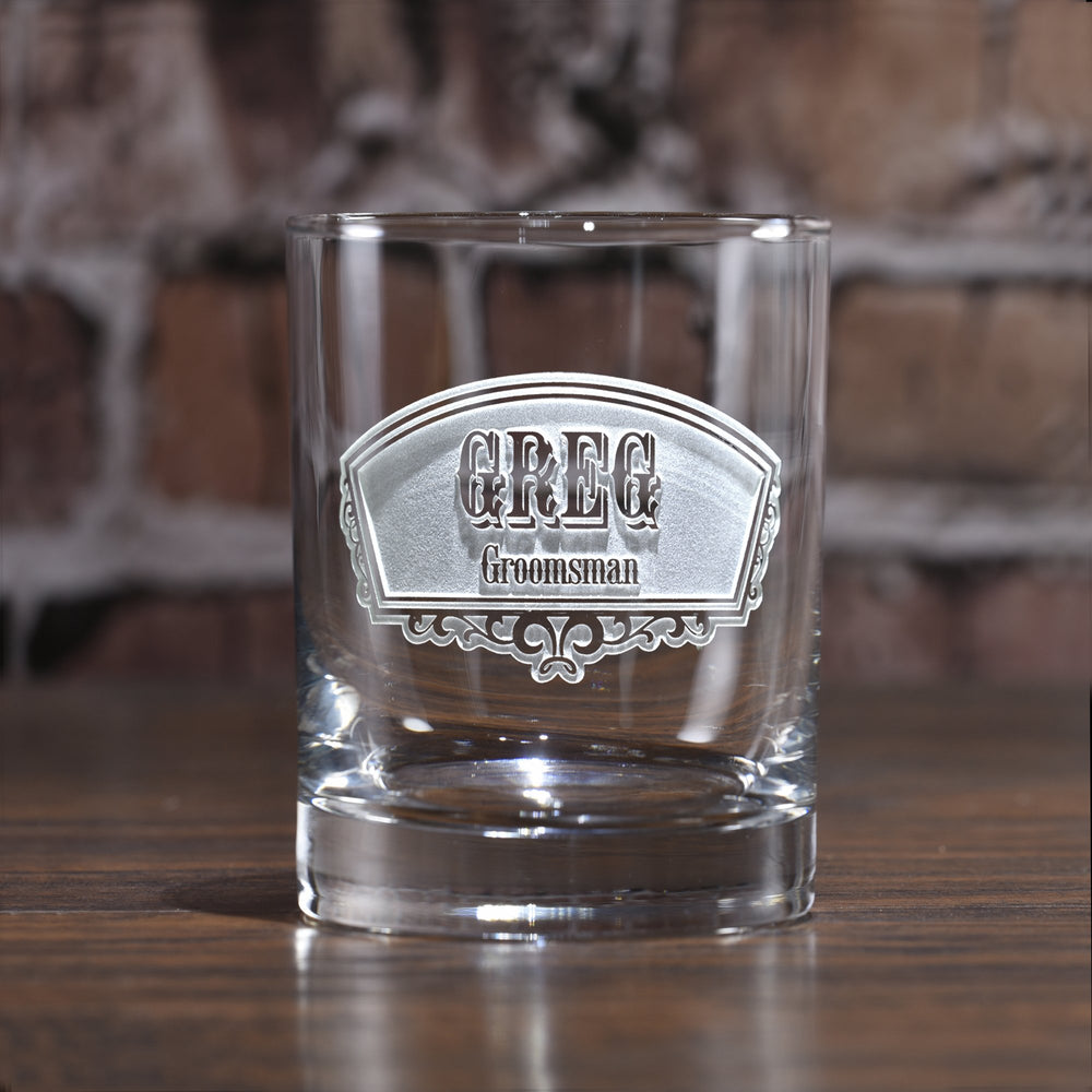 Groomsmen Whiskey or Bourbon Glass Gift - Custom Engraved - Crystal Imagery
