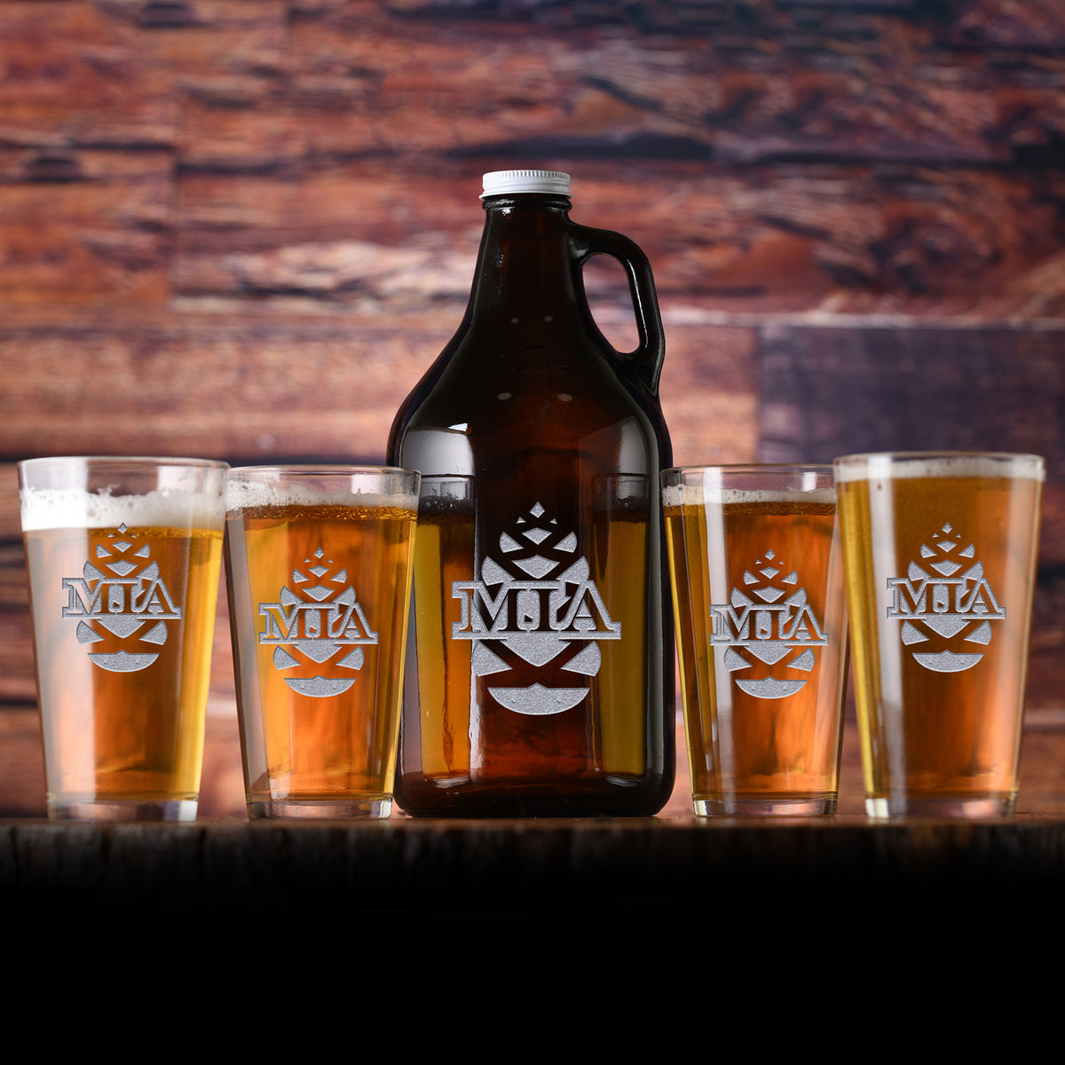 Personalized Pinecone and Nature Lover Beer Growler and Pub Glass Gift ...